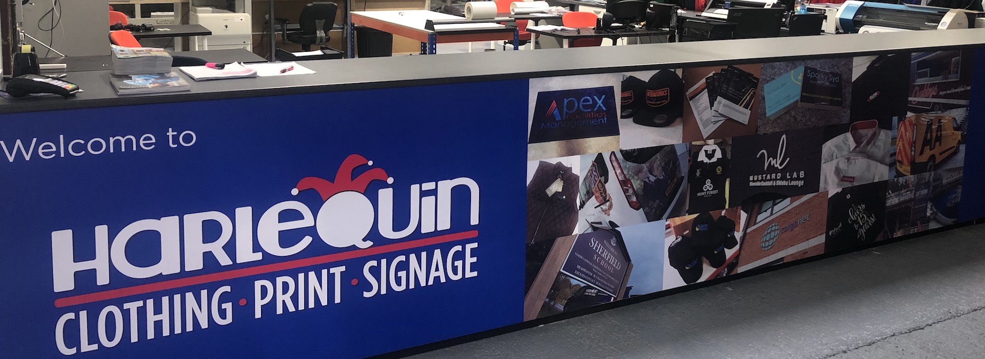 About Us Harlequin Clothing Print Signs about-us-harlequin-clothing-print-signs